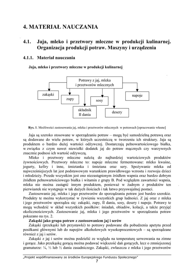 Sporządzanie podstawowego asortymentu potraw z jaj, mleka i przetworów mlecznych | PDF