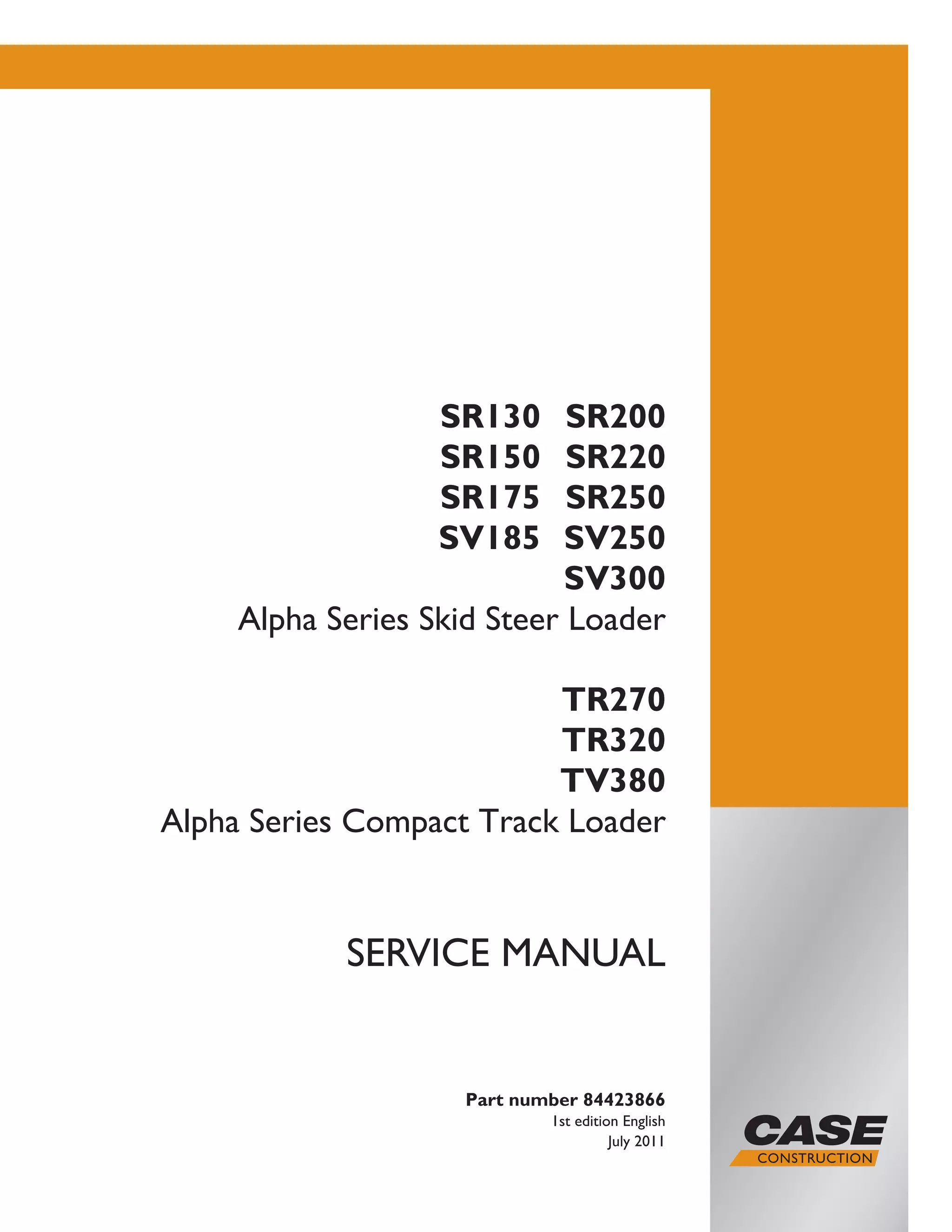 CASE SV185 SKID STEER LOADER Service Repair Manual | PDF