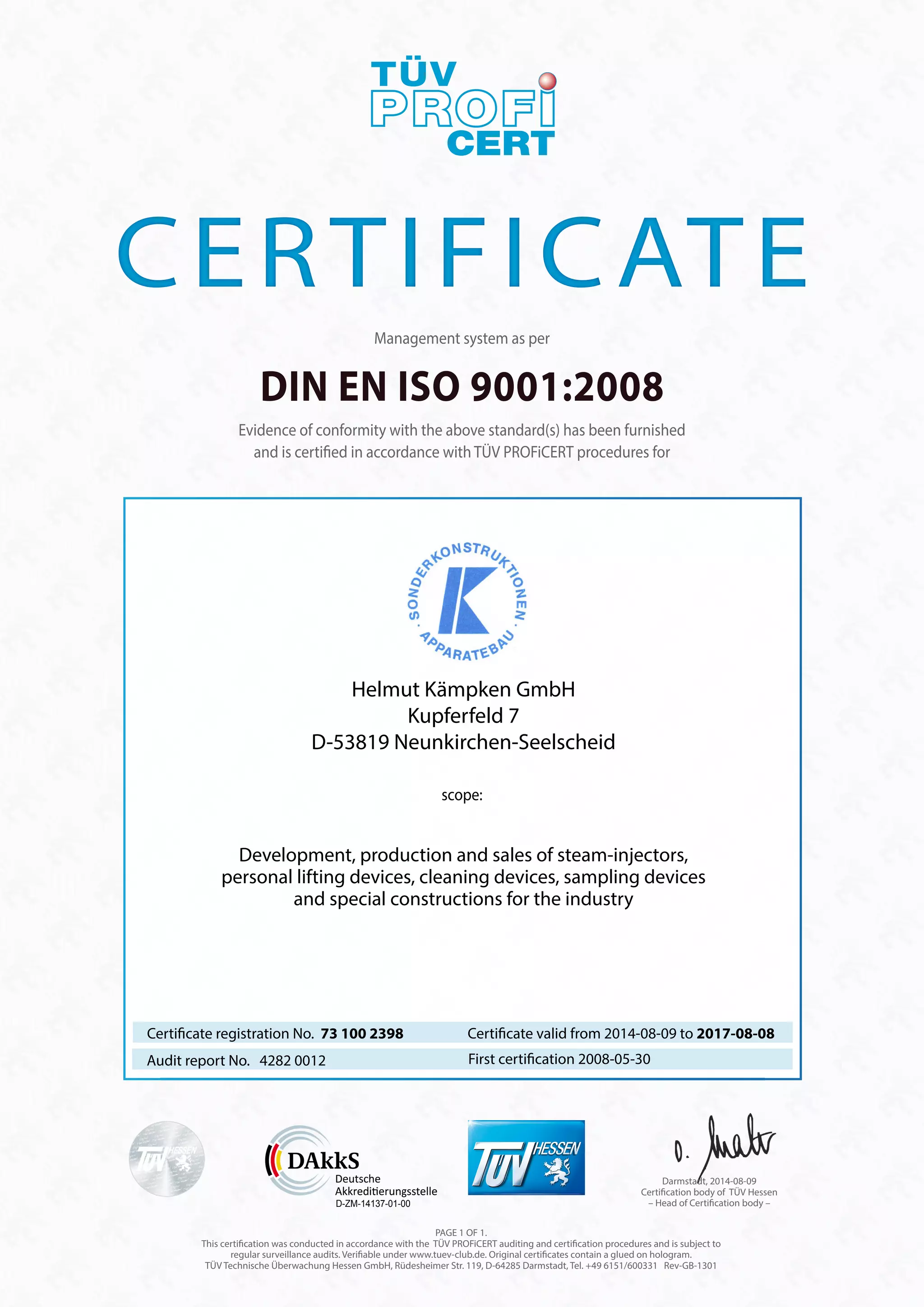 Certificate DIN EN ISO 9001:2008 en | PDF