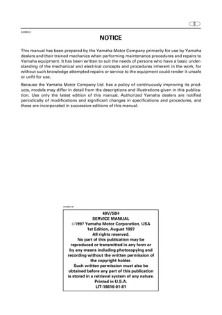 YAMAHA OUTBOARD 40VETO, 40TR Service Repair Manual X: 900196 - | PDF
