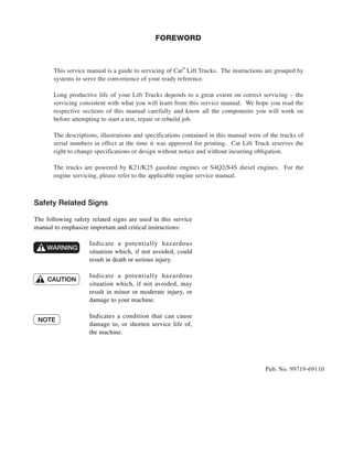 Caterpillar Cat GP20N Forklift Lift Trucks Service Repair Manual SN ...