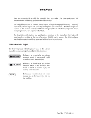 CATERPILLAR CAT EP18NT FORKLIFT LIFT TRUCK Service Repair Manual | PDF