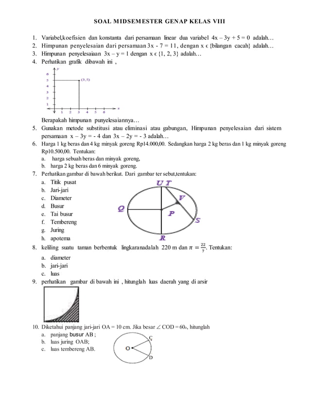 Soal midsemester genap kelas viii | PDF