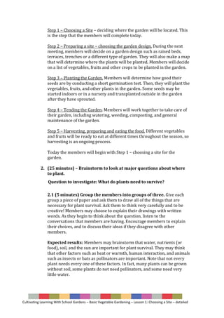 Lesson 1, Basic School Vegetable Gardening - Choosing a Site, Where to ...