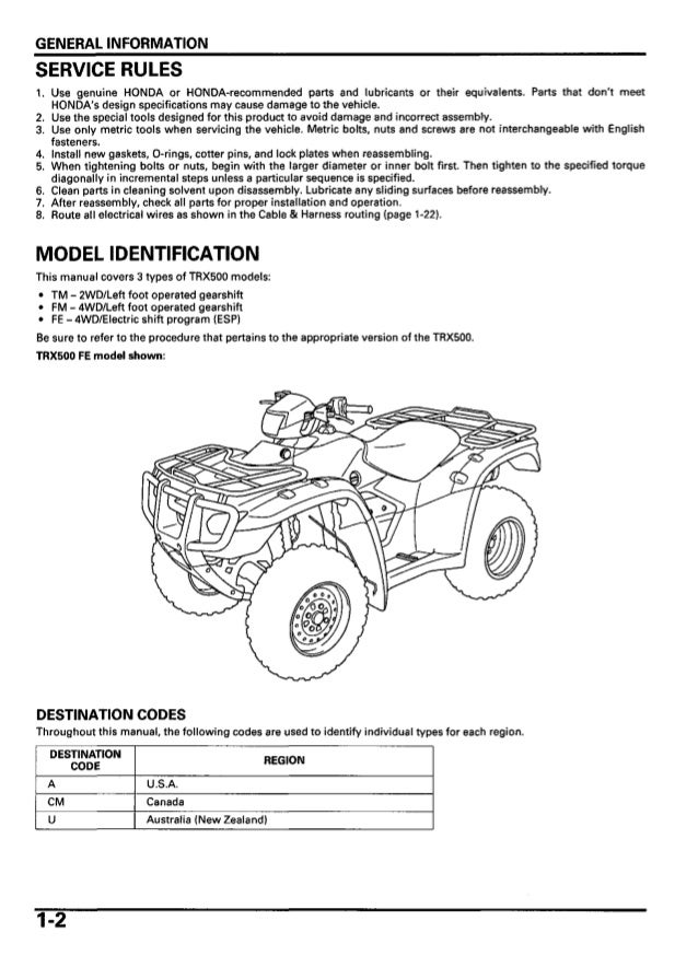 2006 Honda Trx500fm Fourtrax Foreman Service Repair Manual