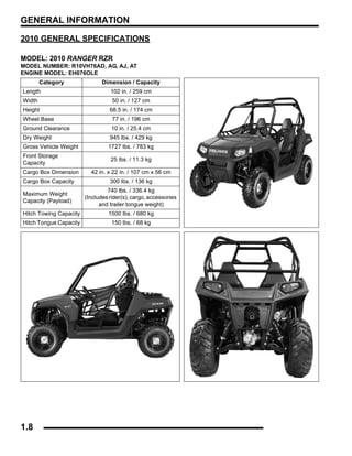 2009 POLARIS RANGER RZR S 800 Service Repair Manual | PDF