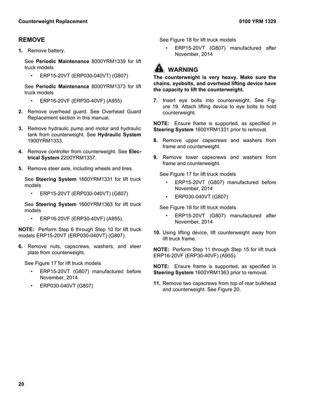 YALE G807 ERP030VT LIFT TRUCK Service Repair Manual | PDF ...