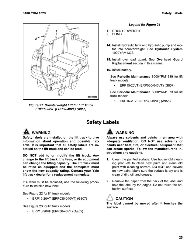 YALE G807 ERP030VT LIFT TRUCK Service Repair Manual | PDF ...