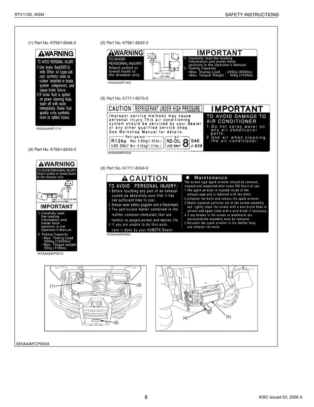 KUBOTA RTV1100 UTILITY VEHICLE UTV Service Repair Manual | PDF | First ...