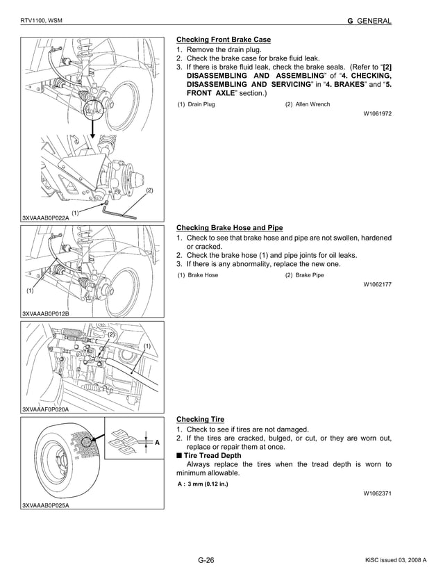 KUBOTA RTV1100 UTILITY VEHICLE UTV Service Repair Manual | PDF | First ...