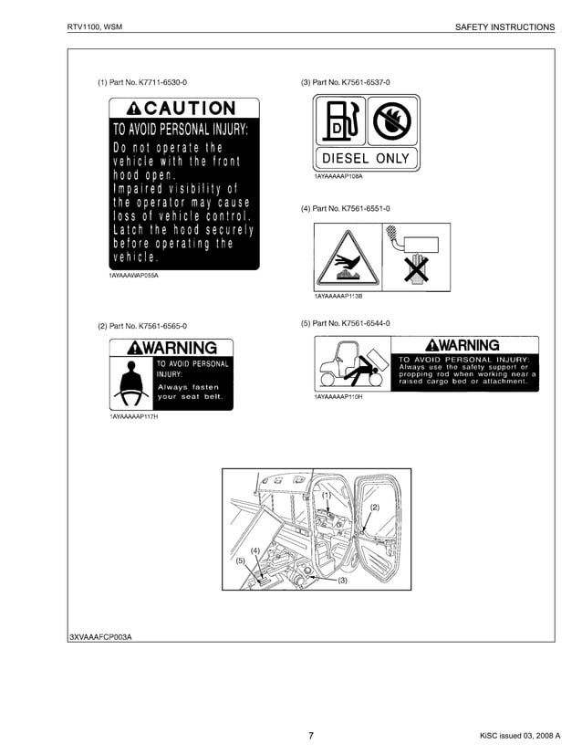 KUBOTA RTV1100 UTILITY VEHICLE UTV Service Repair Manual | PDF | First ...