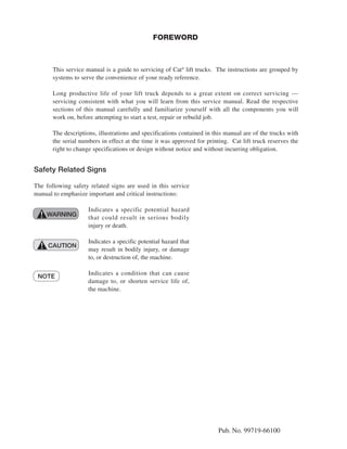 Caterpillar Cat EP20KT Forklift Lift Trucks Service Repair Manual SN ...