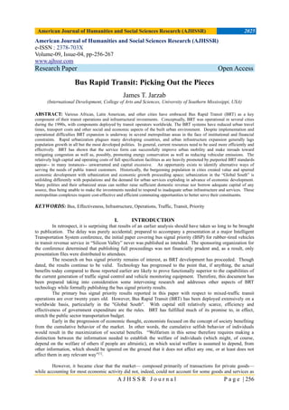 Bus Rapid Transit: Picking Out the Pieces | PDF