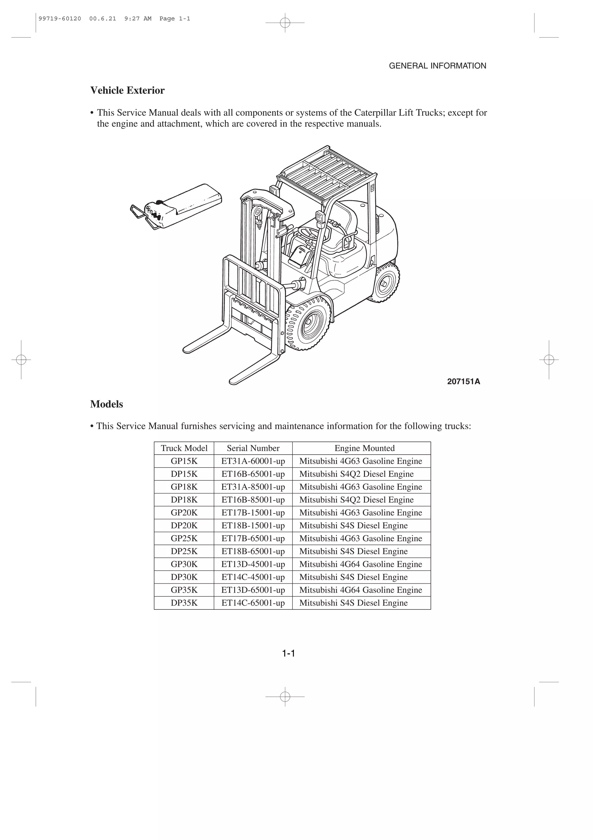 Caterpillar Cat GP25K FC Forklift Lift Trucks Service Repair Manual SN ...