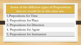 Prepositions for all classes Practice your knowledge | PPTX