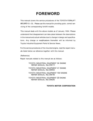 Toyota 6FD18 Forklift Service Repair Manual | PDF