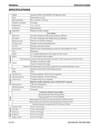 Komatsu SK1020-5NA Skid Steer Loader Service Repair Manual SN:A60001 ...