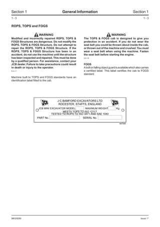 JCB 8052 MIDI EXCAVATOR Service Repair Manual SN802000-803999 | PDF