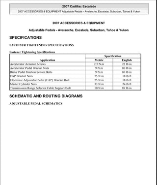 2007 Cadillac Escalade Service Repair Manual | PDF