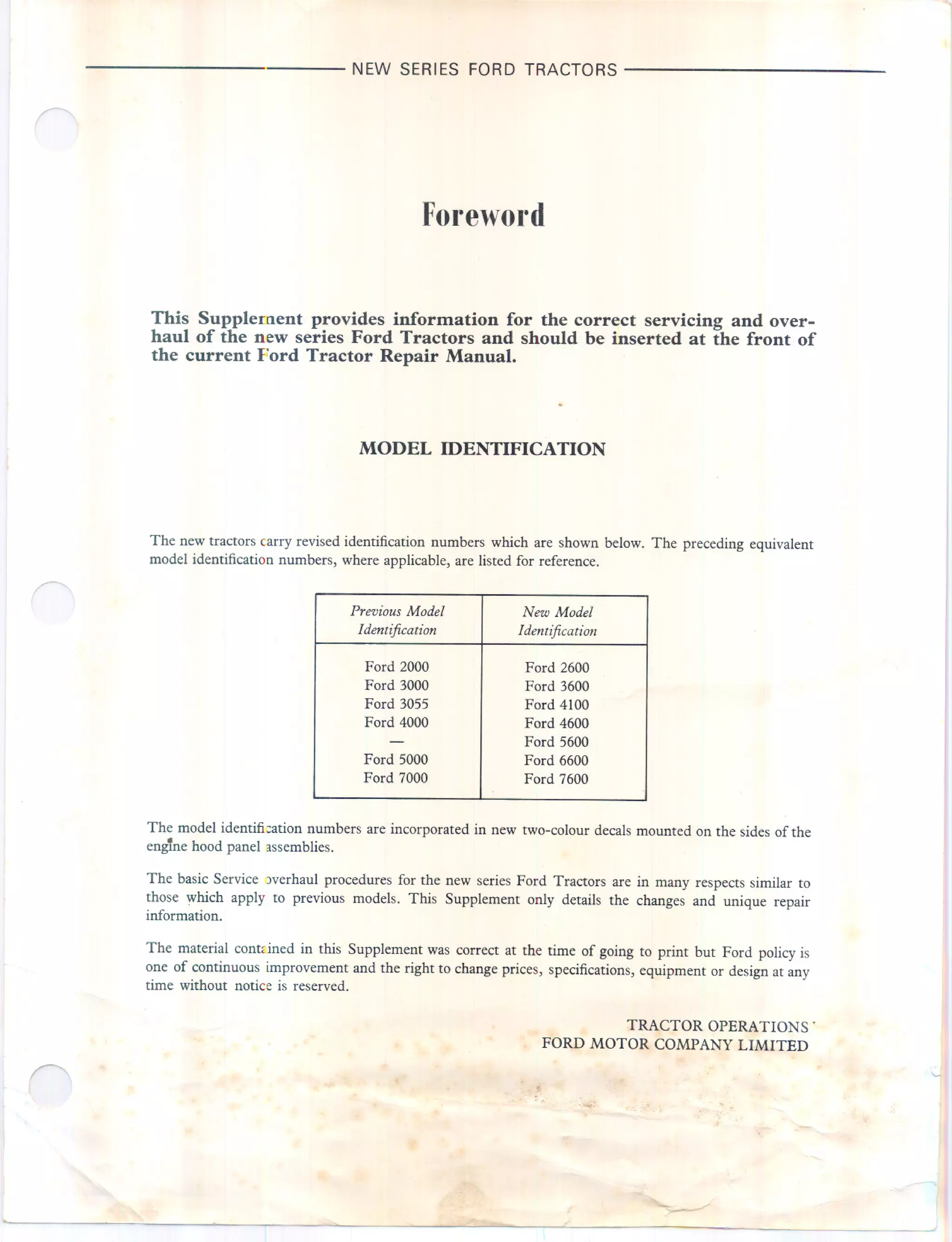 Ford 5600 Tractor Service Repair Manual | PDF