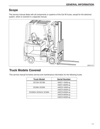 Caterpillar Cat EC25LN Forklift Lift Trucks Service Repair Manual SN ...