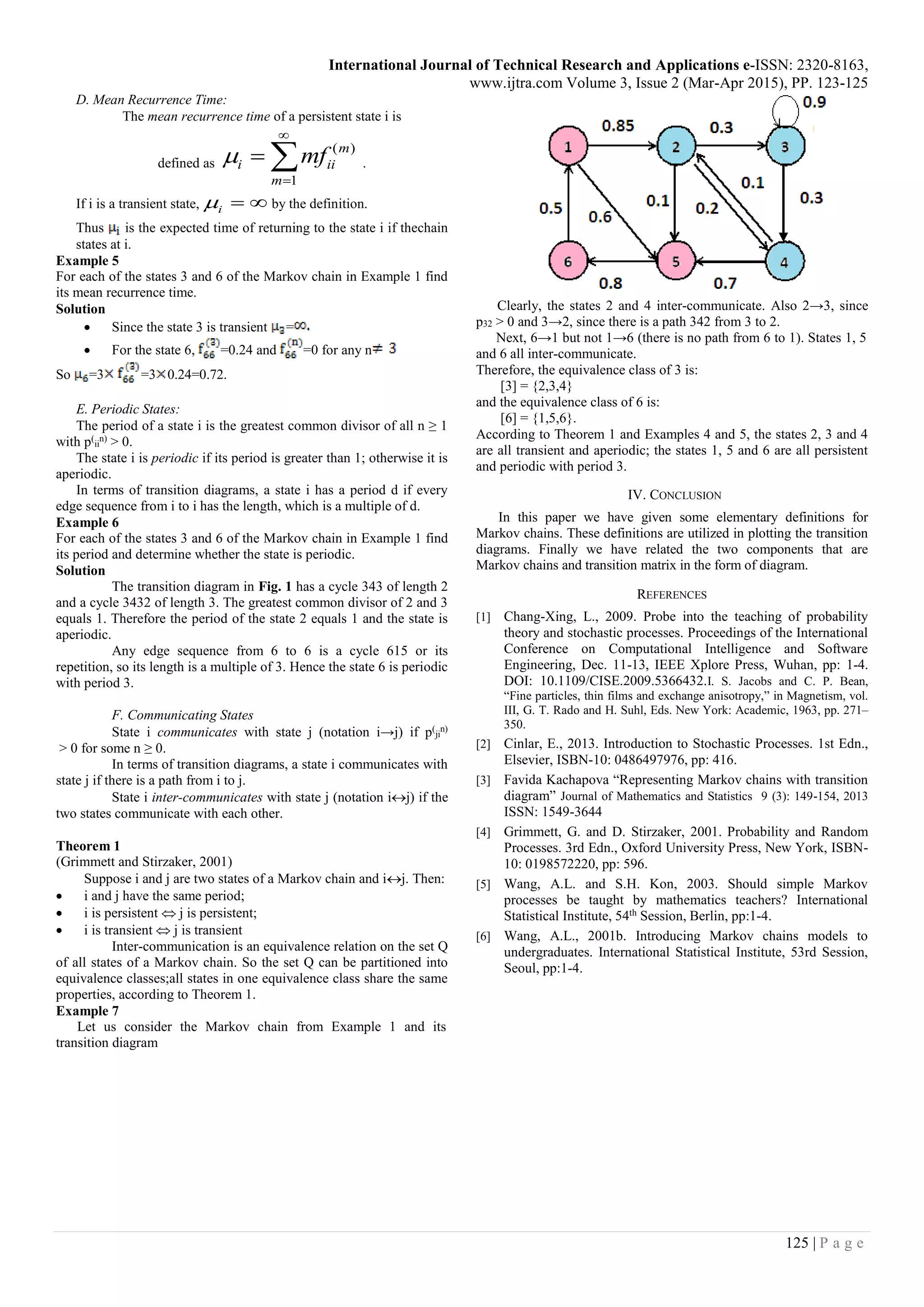 A STUDY ON MARKOV CHAIN WITH TRANSITION DIAGRAM | PDF