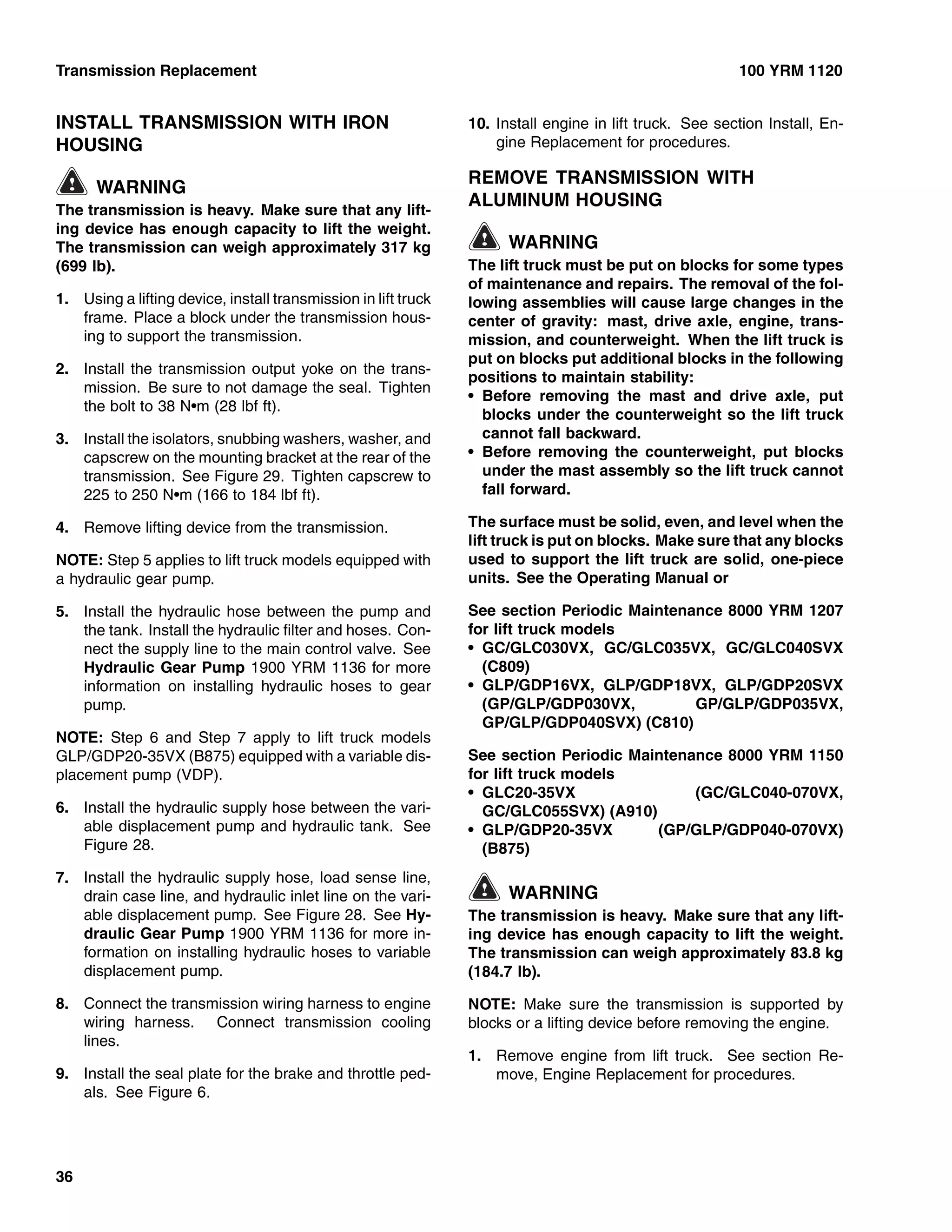 YALE B875 GLP050VX LIFT TRUCK Service Repair Manual | PDF