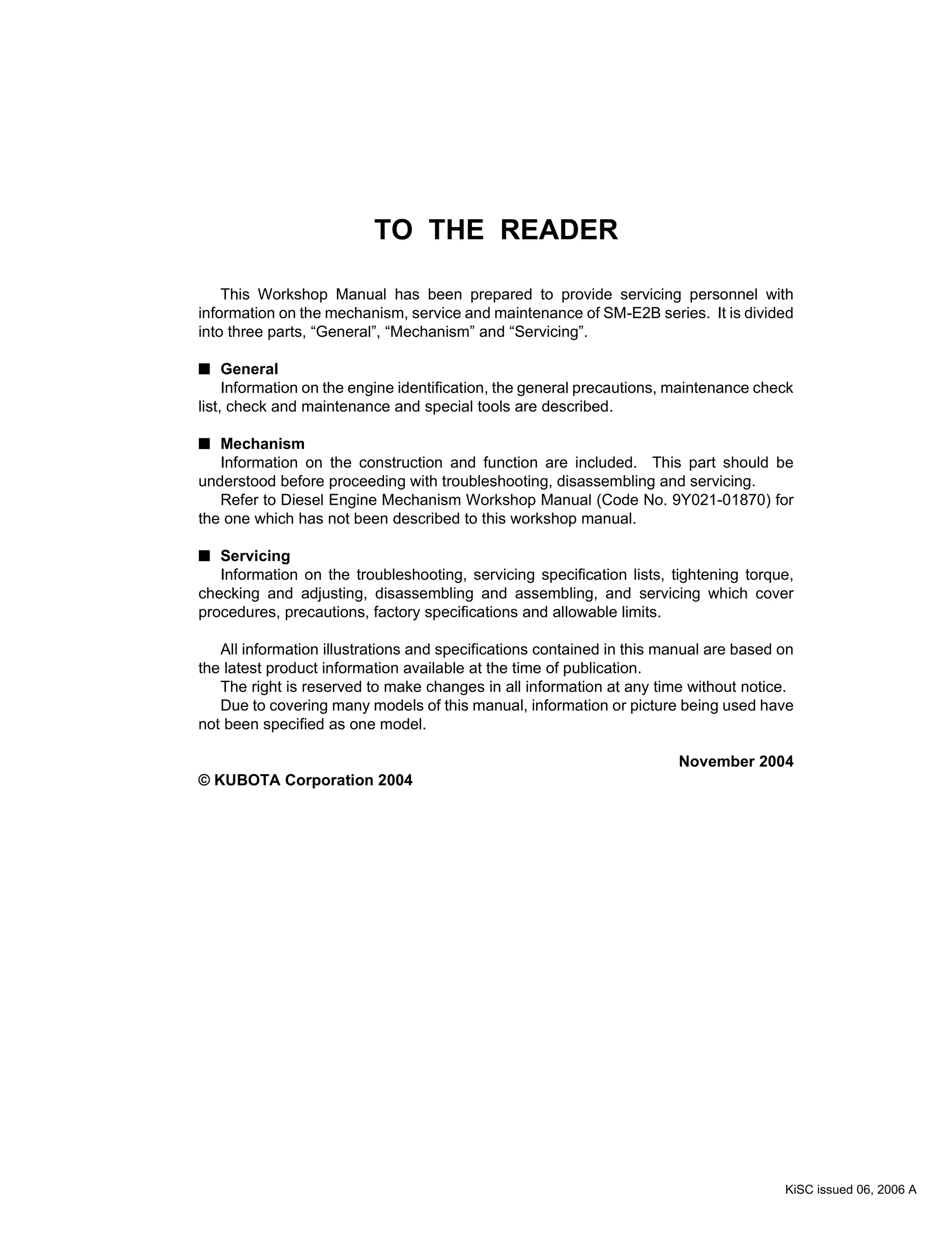 KUBOTA D902-E2B DIESEL ENGINE Service Repair Manual | PDF