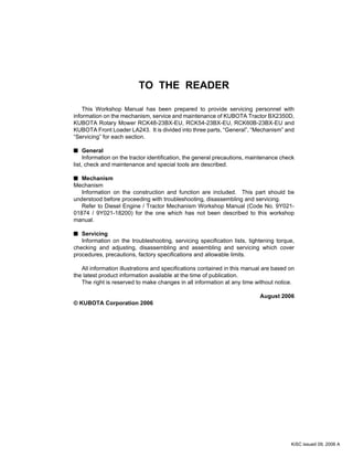 Kubota LA243 Tractor Service Repair Manual | PDF