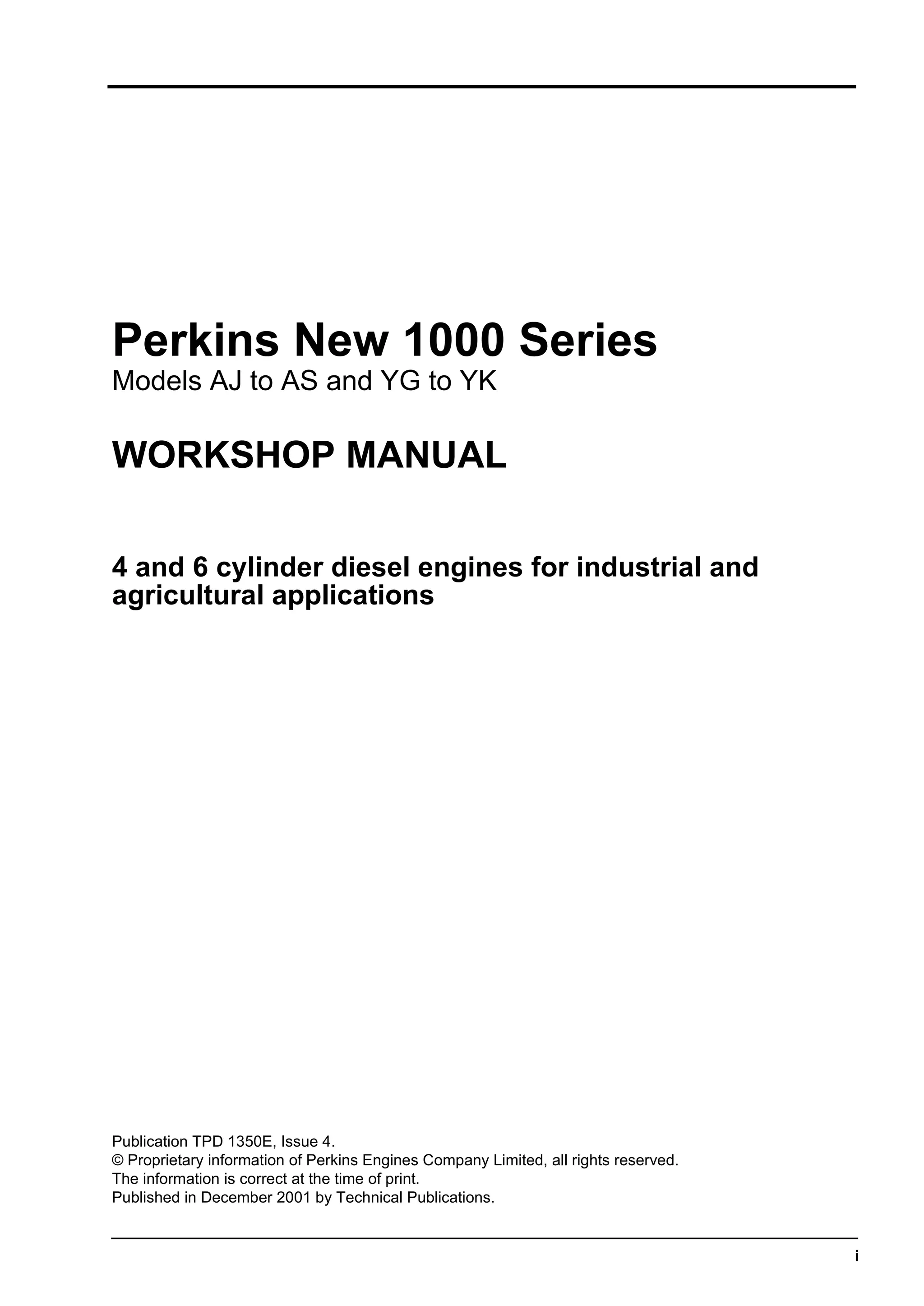 PERKINS NEW 1000 SERIES MODELS AQ DIESEL ENGINE Service Repair Manual | PDF