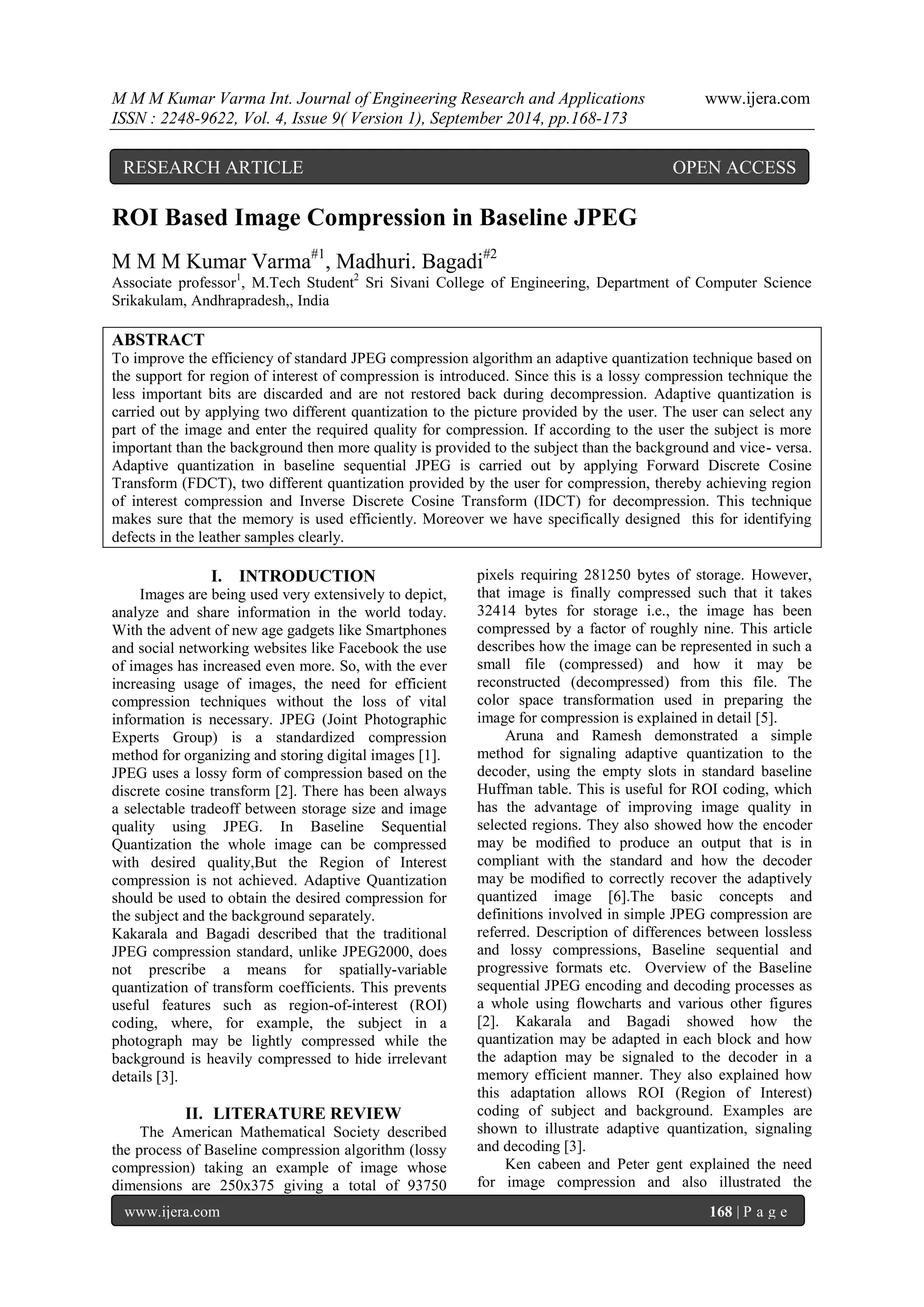 ROI Based Image Compression in Baseline JPEG | PDF