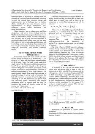 Design and Implementation of Submicron Level 10T Full Adder in ALU Using Cell Based and SOC ...