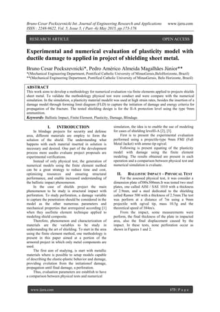 Experimental and numerical evaluation of plasticity model with ductile damage to applied in ...