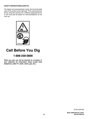 BOBCAT S300 SKID STEER LOADER Service Repair Manual S/N 525911001 ...