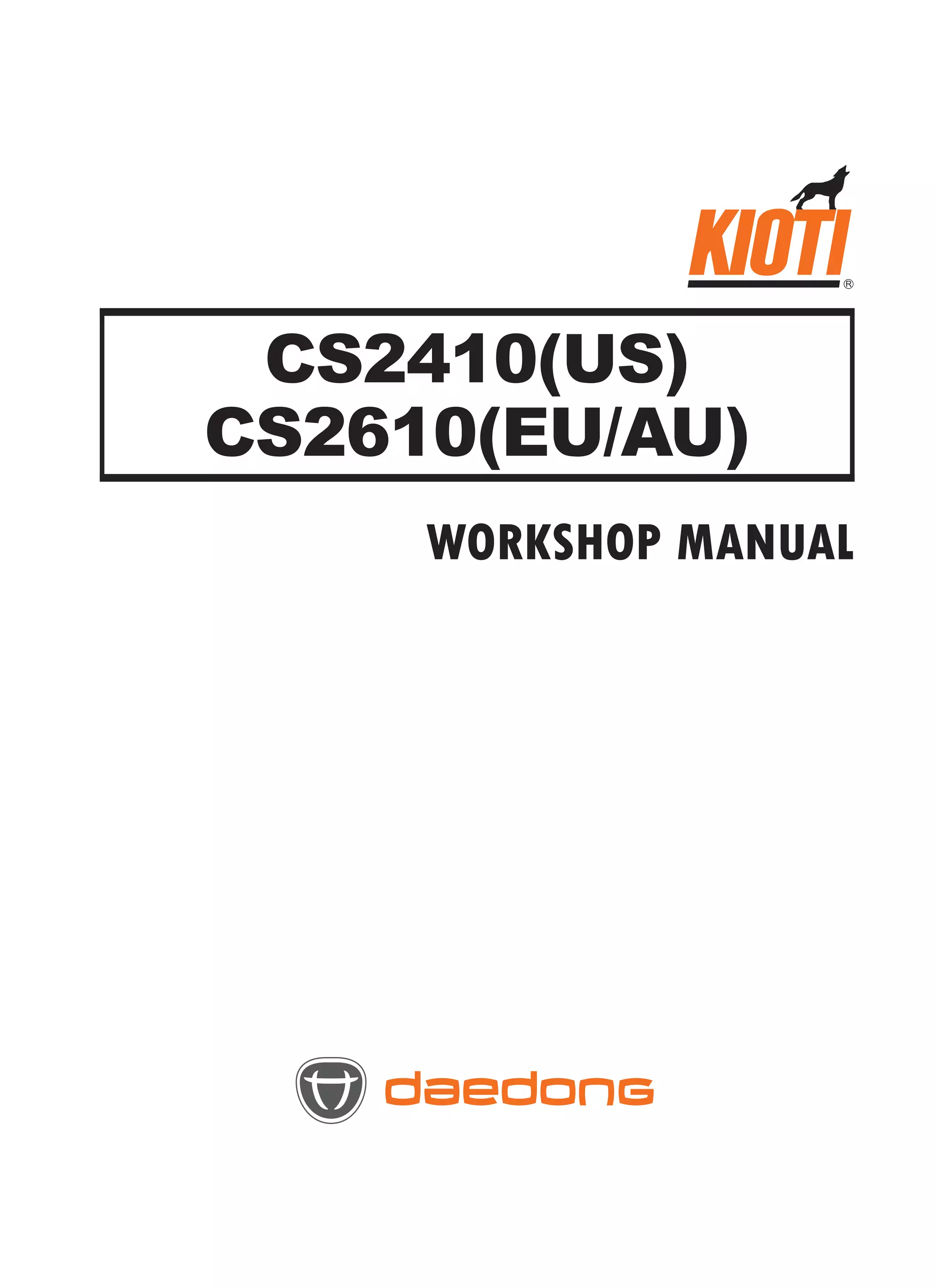 Kioti Daedong CS2410 (US) Tractor Service Repair Manual | PDF
