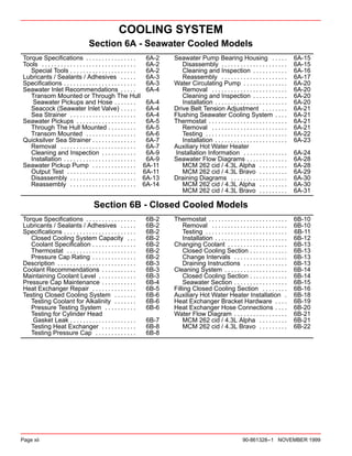 MERCURY MERCRUISER MARINE ENGINES GM V6 262 CID (4.3L) 1998 Service ...