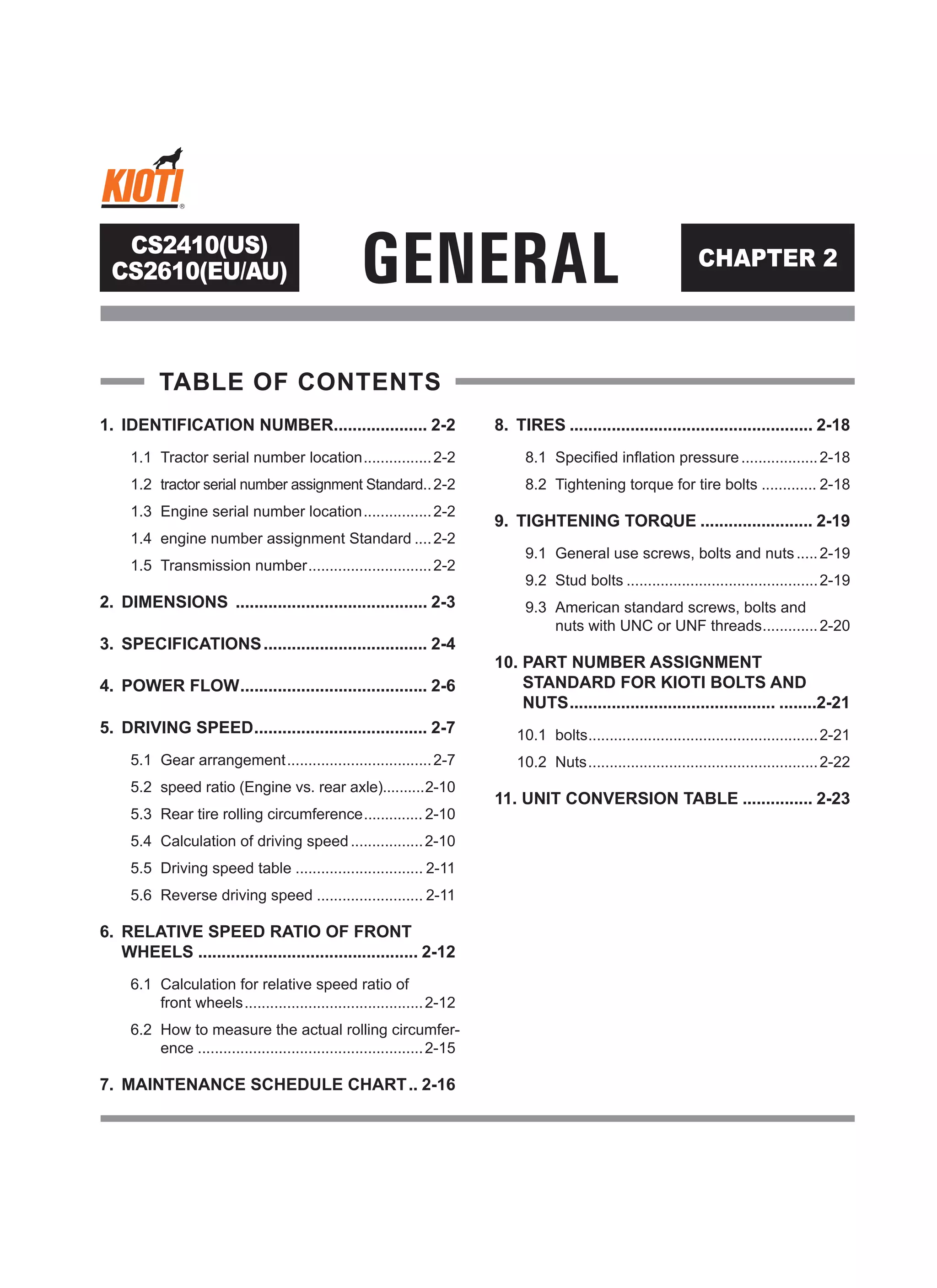 Kioti Daedong CS2610 (EU/AU) Tractor Service Repair Manual | PDF