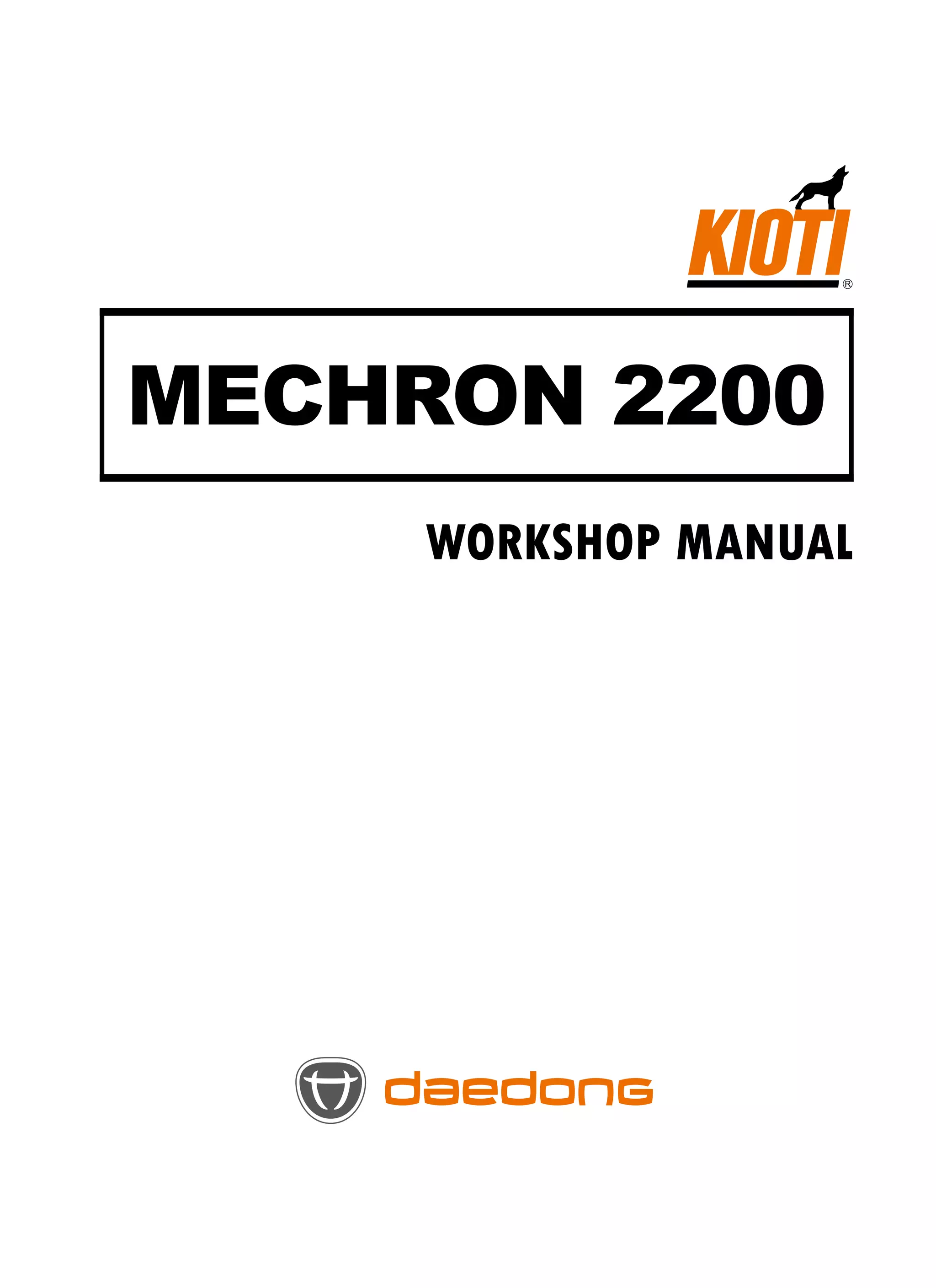 Kioti Daedong MECHRON 2200 UTV Service Repair Manual | PDF
