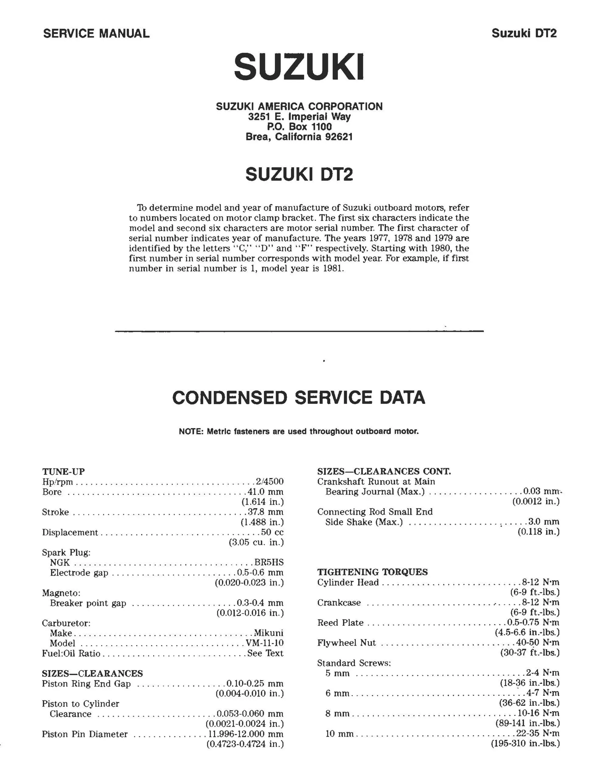 Suzuki DT15C (1988) outboard motors Service Repair Manual | PDF