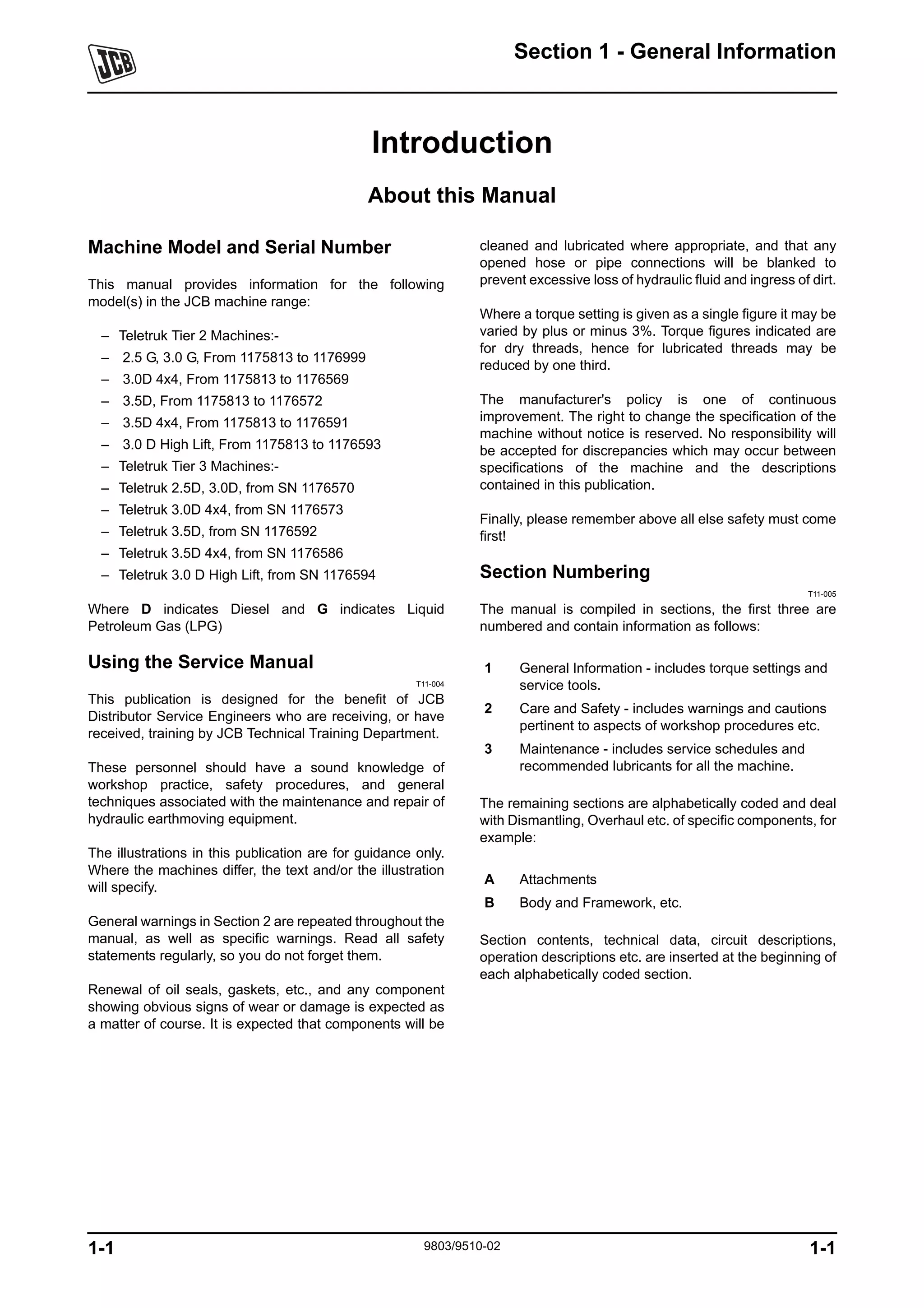 JCB 3.5D 4×4 TELETRUK Service Repair Manual SN：1176586 Onwards | PDF