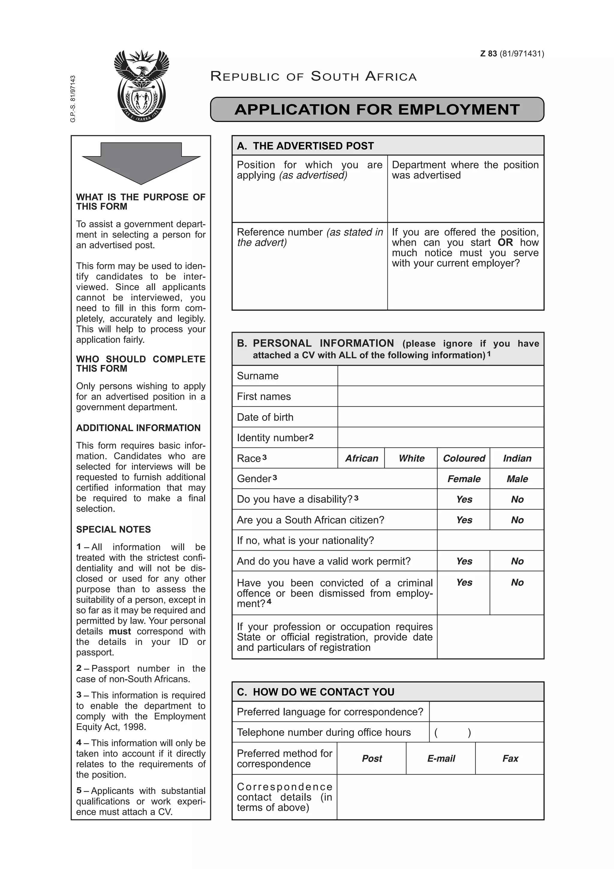 Z83form | PDF
