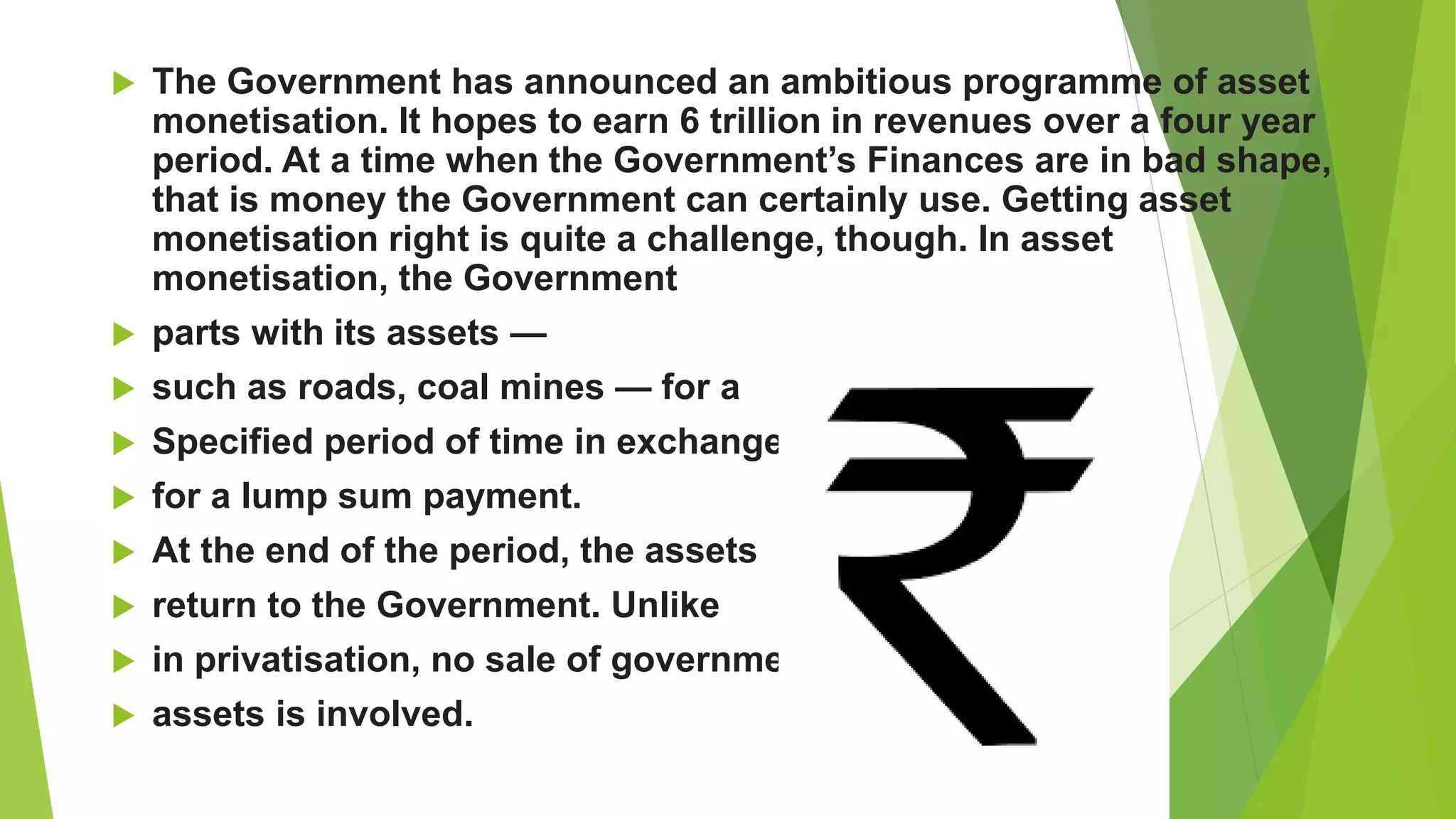 Monetisation policy of India | PPTX