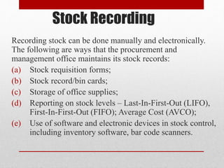 Maintaining stock records manual and electronic | PPTX
