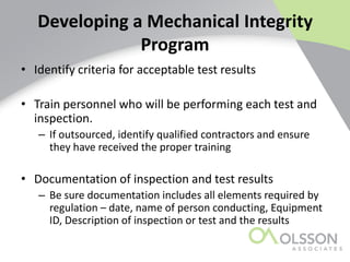 Zablocki, Shawn, Olsson Associates, Mechanical Integrity Programs for ...