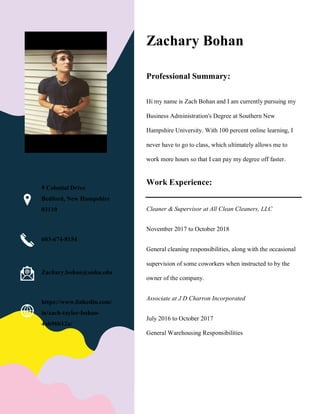 Zachary Bohan's Resume | PDF
