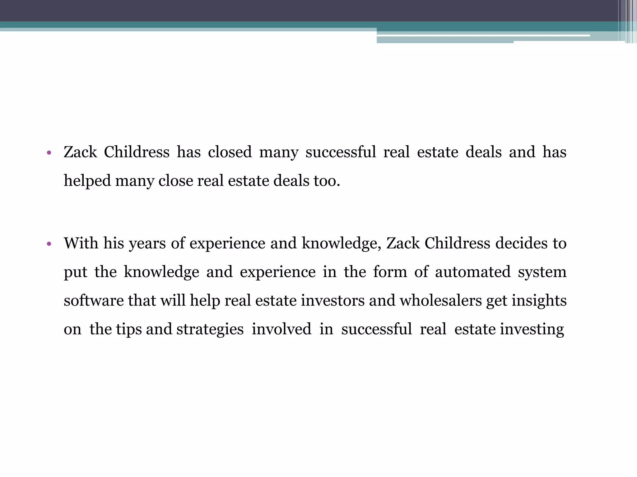 Zack Childress REI quick cash system review | PPT