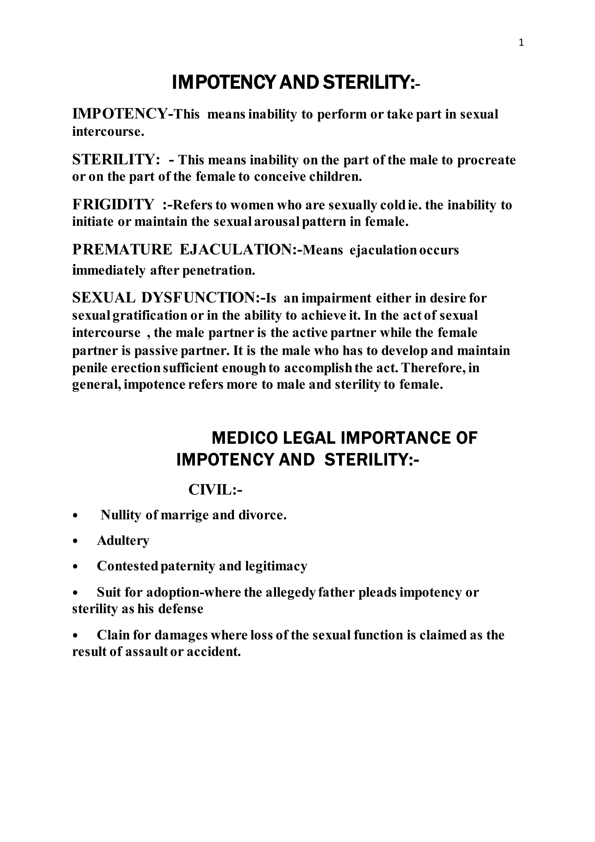 Impotency and sterility | DOCX