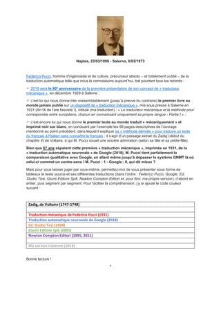 Traduction mécanique d'un extrait de Zadig par Federico Pucci (1931) | PDF