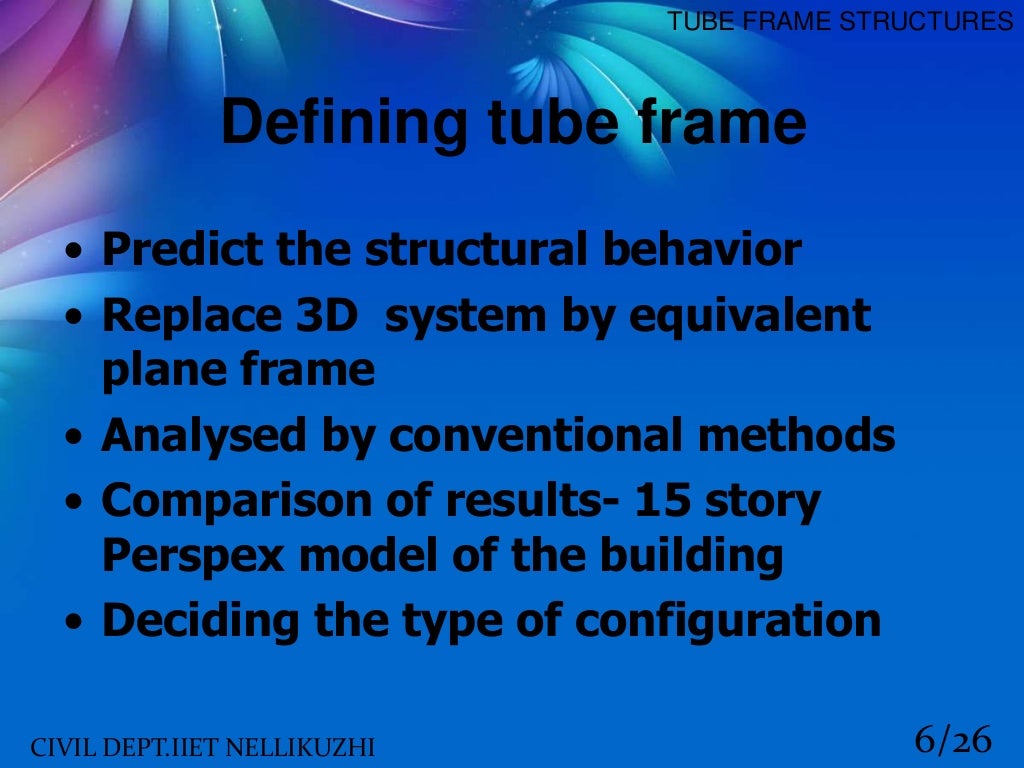Tube Frame Structures:An overview