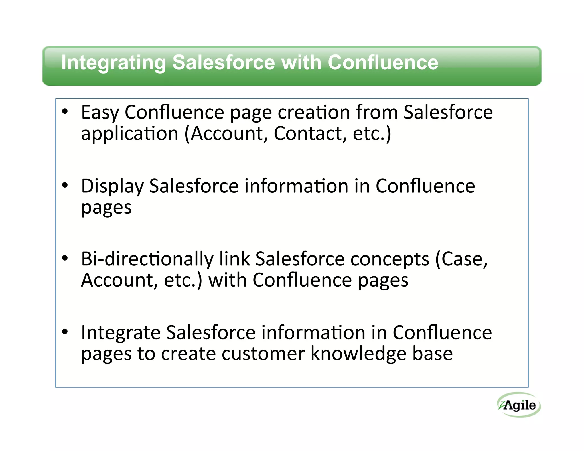 Integrating Salesforce With Confluence And Jira Using Zagile Teamwork